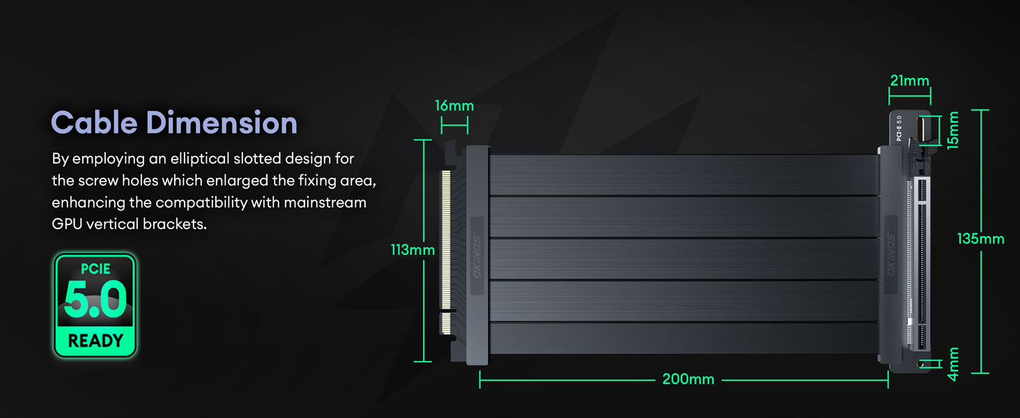Amazon.com: Okinos, PCIE 5.0 Riser Cables, Future Proof for Gen 5 GPU, Compatible RTX4090 ...