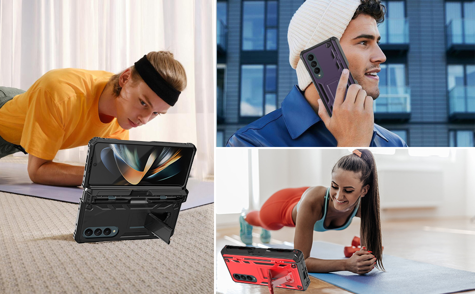 Amazon.com: KJSK for Samsung Galaxy Z Fold 4 Case,with S Pen Holder+Belt Clip Holster+Built-in ...