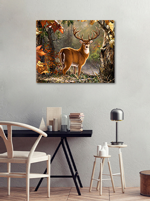 TISHIRON Malen Nach Zahlen Erwachsene Hirsch DIY Acrylfarben Ölgemälde Kit Elch im Wald Malen ...