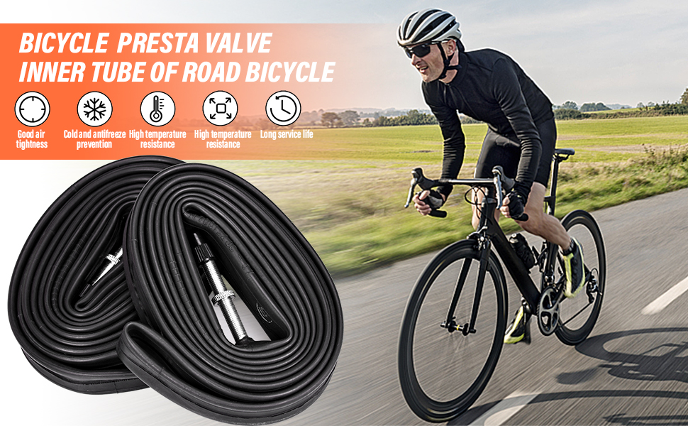 BEAUGIREW 2 Pack 700C Road Bike Tubes 700 x 25C/28C/30C/32C FV 60mm Long Presta Valve Bicycle ...