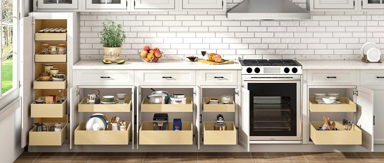 Amazon.com: WelFurGeer Soft Close Pull Out Drawers for Cabinets, 26" W x 22" D Pull Out Cabinet ...