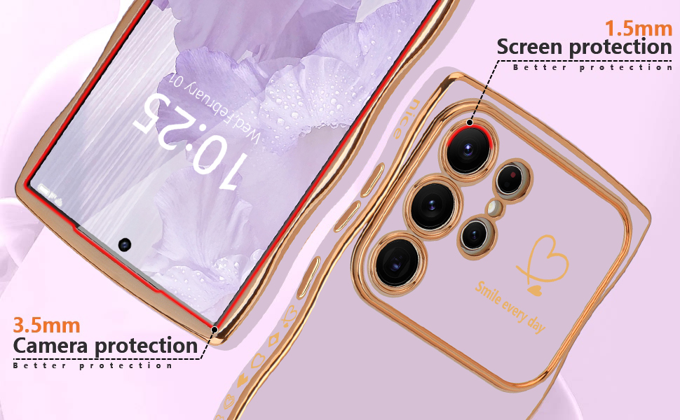 Amazon.com: LCHULLE for Samsung Galaxy S23 Ultra Case for Women Girls, Cute Wave Frame Curly ...