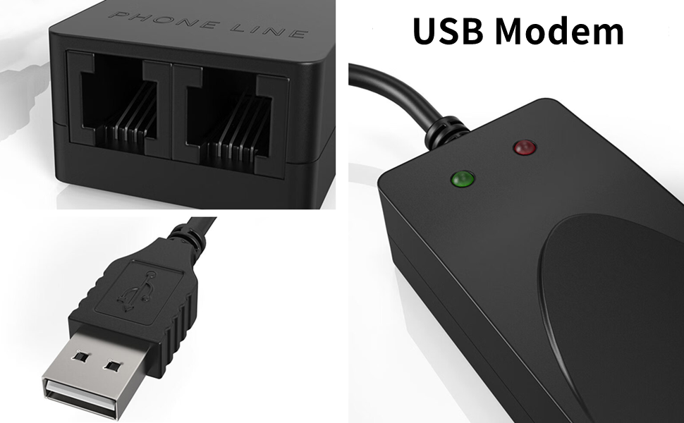 Amazon.com: USB 56K External Dial Up Fax Data Modem, Dual Port USB2.0 Fax Modem External Modem ...