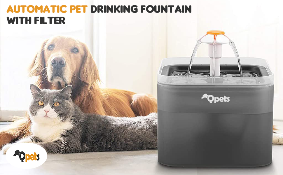 Qpets®Neverland Cat Water Fountain with LED Light 67oz/2.0L Ultra Quiet Cat Drinking Fountain ...