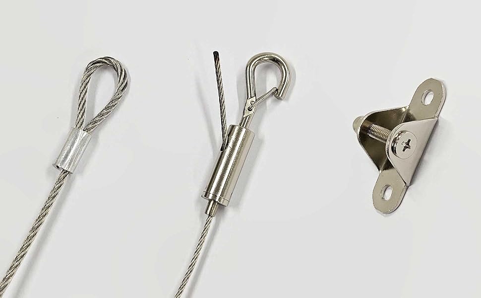 6 Sets Adjustable Hanging Wire Kit, Stainless Steel Multipurpose Suspension Wire Cable with Hook ...