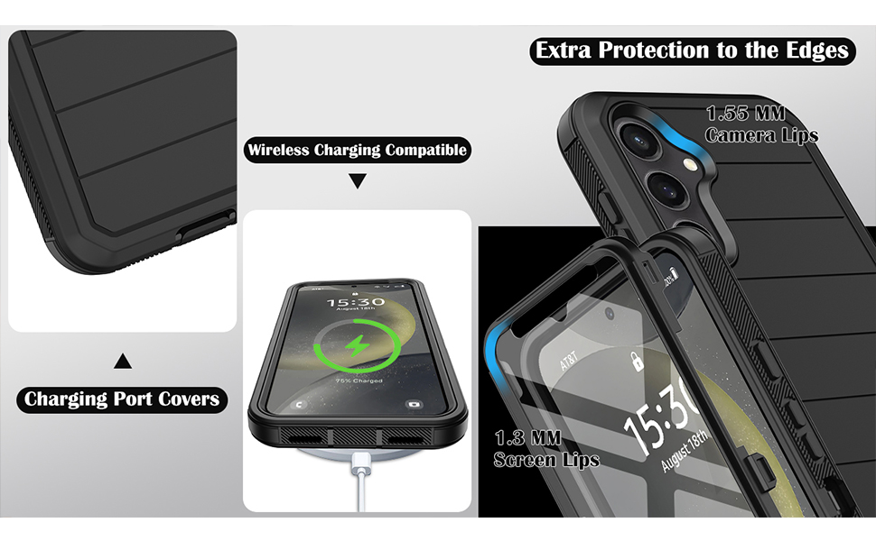 Amazon.com: KECAI for Samsung Galaxy S24 Case with Belt Clip Holster & Kickstand,Built-in Screen ...