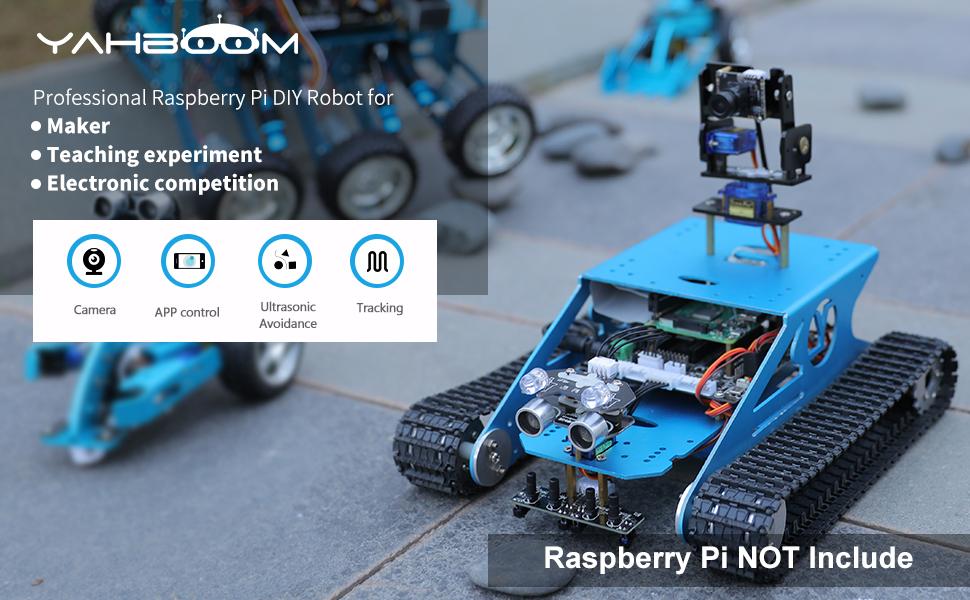 Yahboom Raspberry Pi 4B Smart Robotic Kit AI Video Programming ...