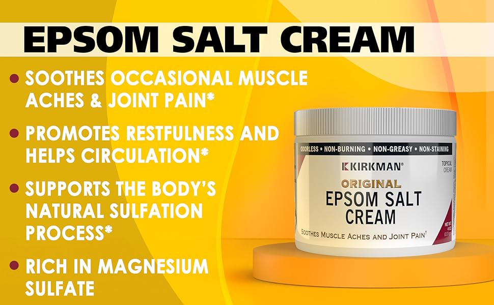 Amazon.com: Kirkman – Epsom Salt Cream – 4oz Cream – Gluten Free – Casein Free : Beauty ...
