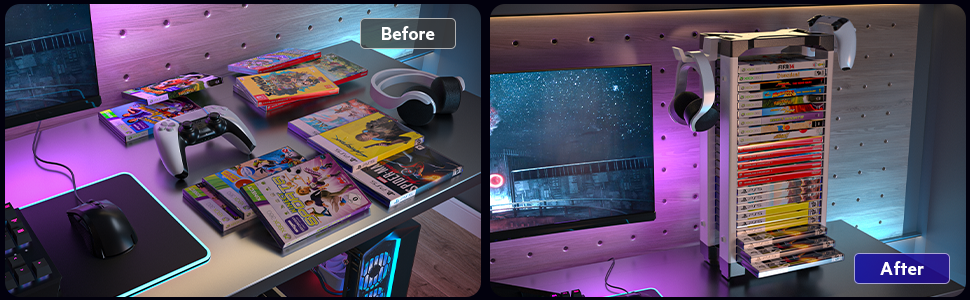 Amazon.com: Allnice Game Storage Tower Multifunction Video Game Shelf ...