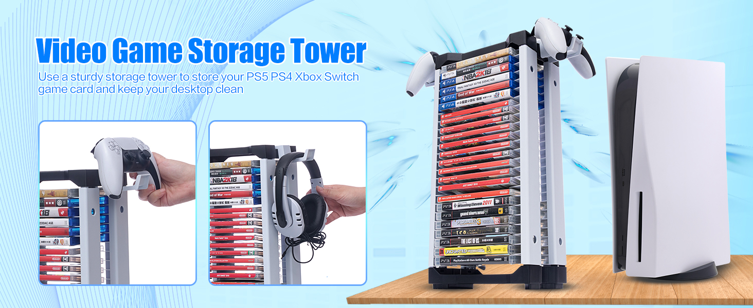 Amazon.com: HEATFUN Video Game Storage Stand, Video Game Storage Tower ...