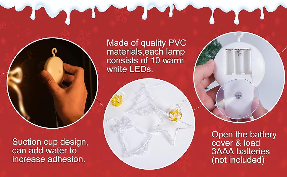 Amazon.com: LYUBASA Timer 3Pcs Christmas Window Lights Decorations ...