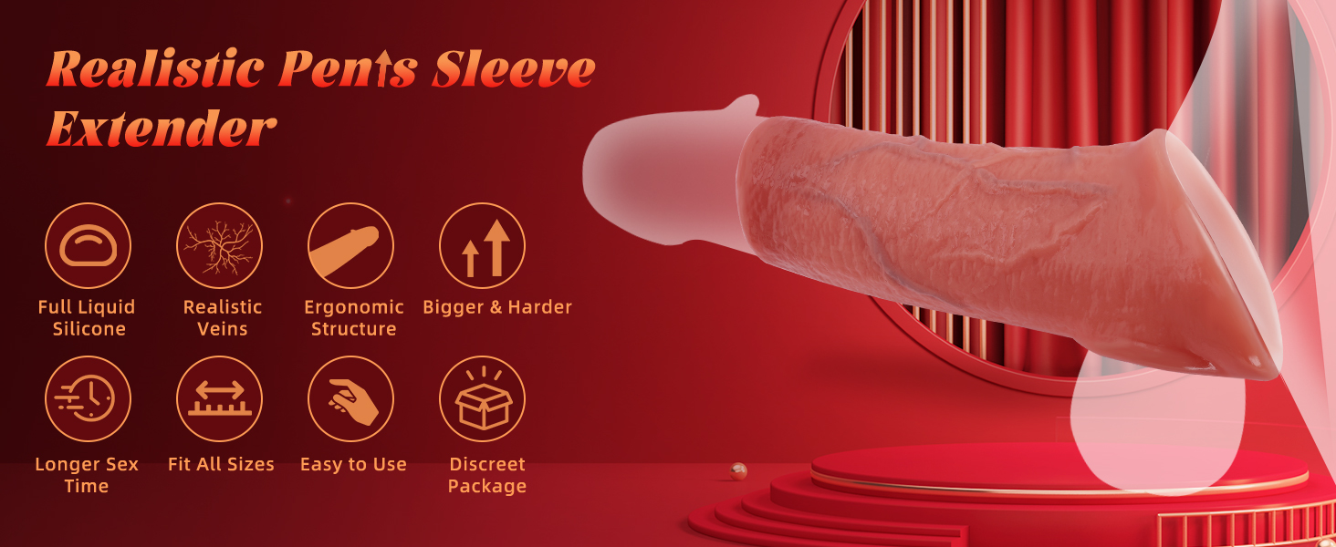 Amazon.com: Realistic Penis Sleeve Extender Sex Toys for Men, Reusable Liquid Silicone Cock ...