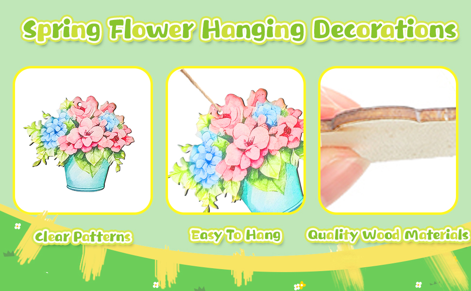 Amazon.com: 36 Pcs Summer Tree Ornaments Decor Spring Wooden Flower ...