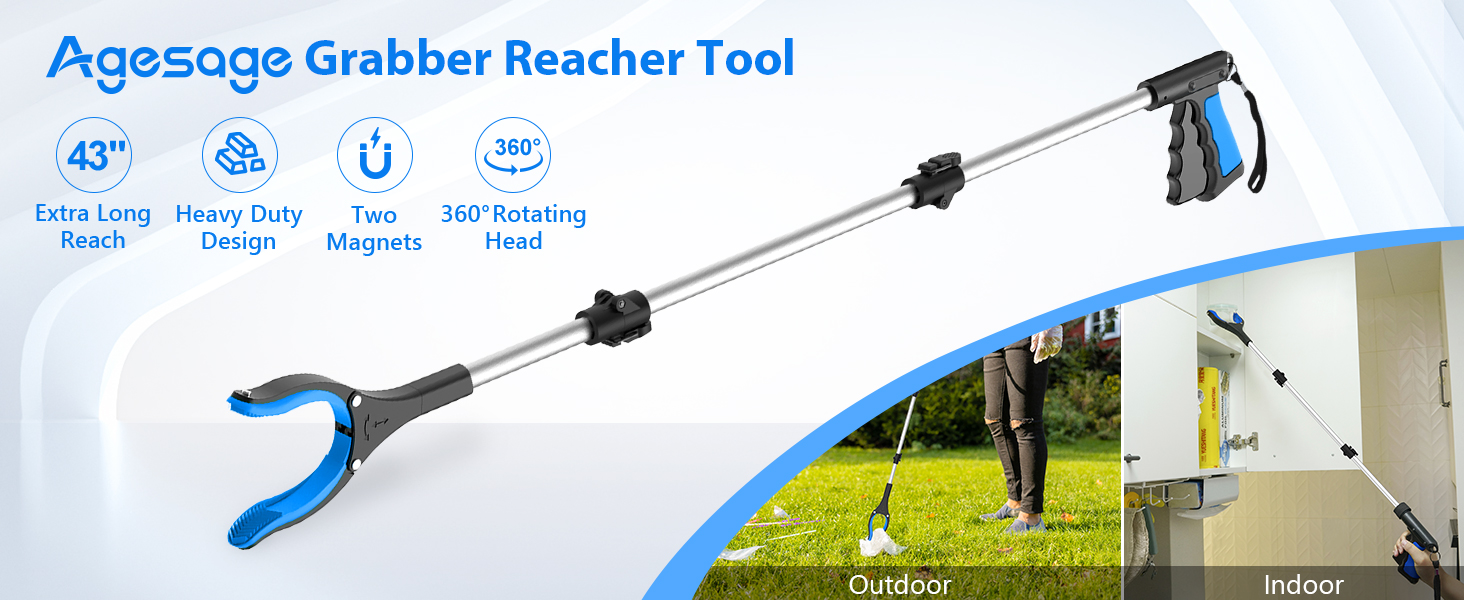 Amazon.com: AgeSage 43" Grabber Reacher Tool, Foldable Reacher Grabber Pickup Tool with 360 ...