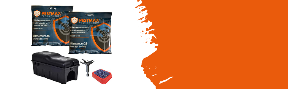 PESTMAX Rat Bait Box with Rat Poisoning Sachets - Professional Bait Station Rodent Control Kit ...