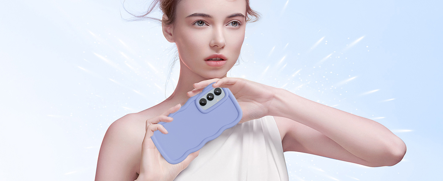 XINYEXIN Liquid Silicone Case for Motorola Moto E14 / Moto G24 / Moto G04, Wave Frame Curly ...