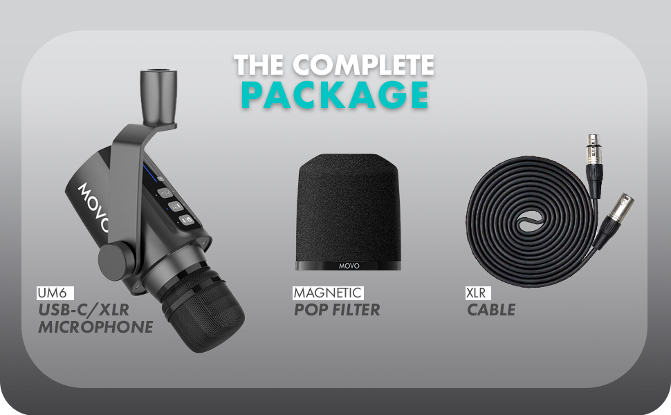 Amazon.com: Movo UM6 Dynamic Podcast Microphone with Built-in GainCast Preamp - XLR and USB C ...