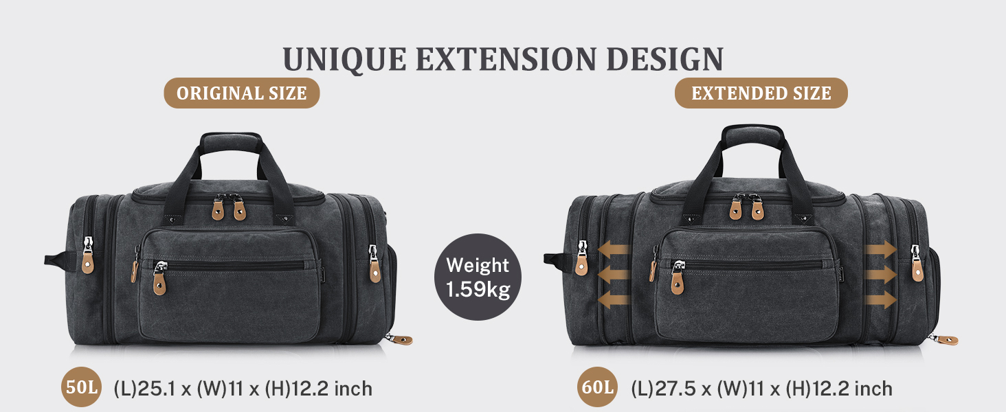Amazon.com | Gonex Canvas Duffle Bag for Travel 60L Expandable Duffel Weekend Overnight Bag men ...