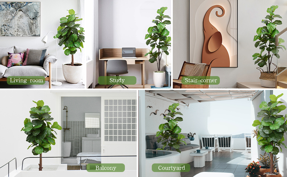 Amazon.com: LUWENER 6ft Artificial Fiddle Leaf Fig Tree Plant,Fake Ficus Lyrata in Pot,Ficus ...