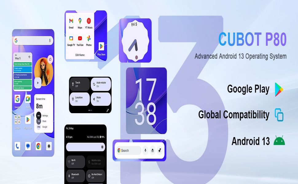 CUBOT Celular P80 Dual Sim 256 GB Global 8 GB Ram 5200mah Android 13 (Azul) : Amazon.com.mx ...