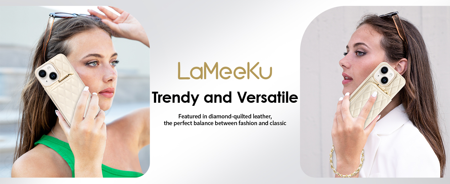 Amazon.com: LAMEEKU Designed for iPhone 14 Wallet Case with Card Holder Crossbody Chain for ...