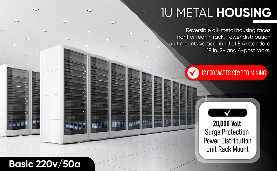 Amazon.com: Valiant Power, Surge Protection, Metered, Rack Mount PDU, Basic 220v/50a, L6-50P ...