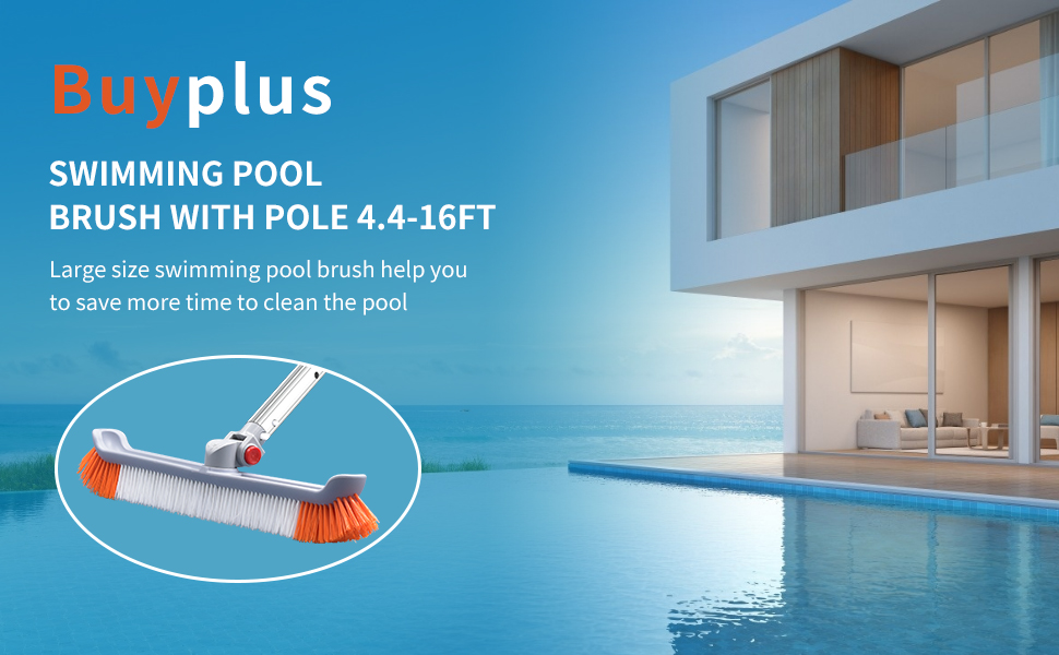 Amazon.com : Buyplus Swimming Pool Brush with Pole - 19" Polished Nylon ...