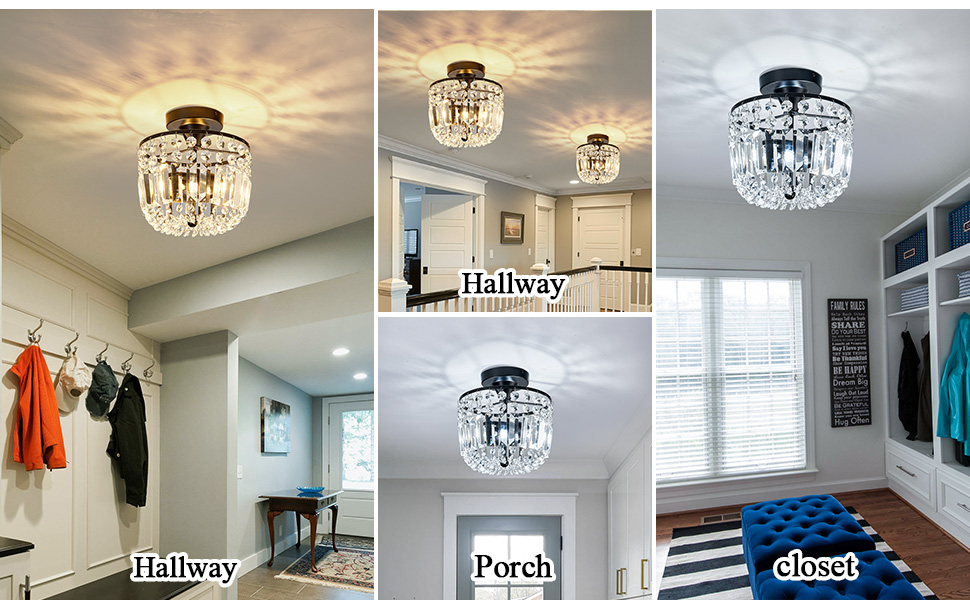 YYJLX Small Crystal Chandelier 2- Lights ，Modern Semi Flush Mount ...