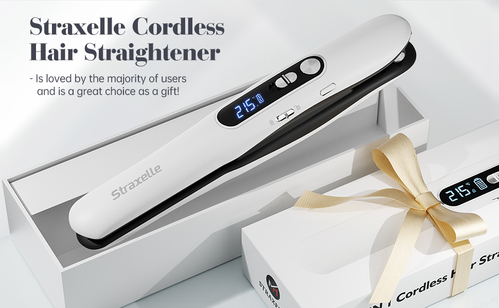 Straxelle Mini Cordless Hair Straighteners, 2 in 1 Portable Flat Iron and Curler Adjustable Temp ...