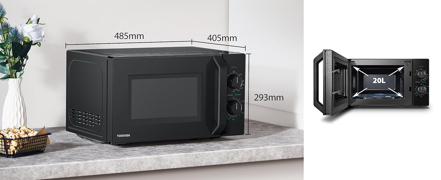 Toshiba MW2-MG20PF(BK)/GE Mikrowellenherd 800 W mit knuspriger Grill- & Kombigarfunktion, 5 ...