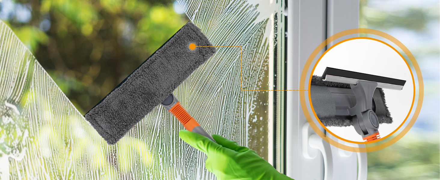 Amazon.com: Window Squeegee, 2-in-1 Window Cleaner Tool with Extension Poles, Rotatable Squeegee ...