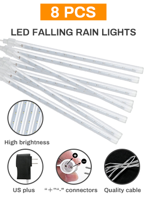 Number-one Meteor Shower Lights, LED Falling Rain Lights 30cm 8 Tube ...