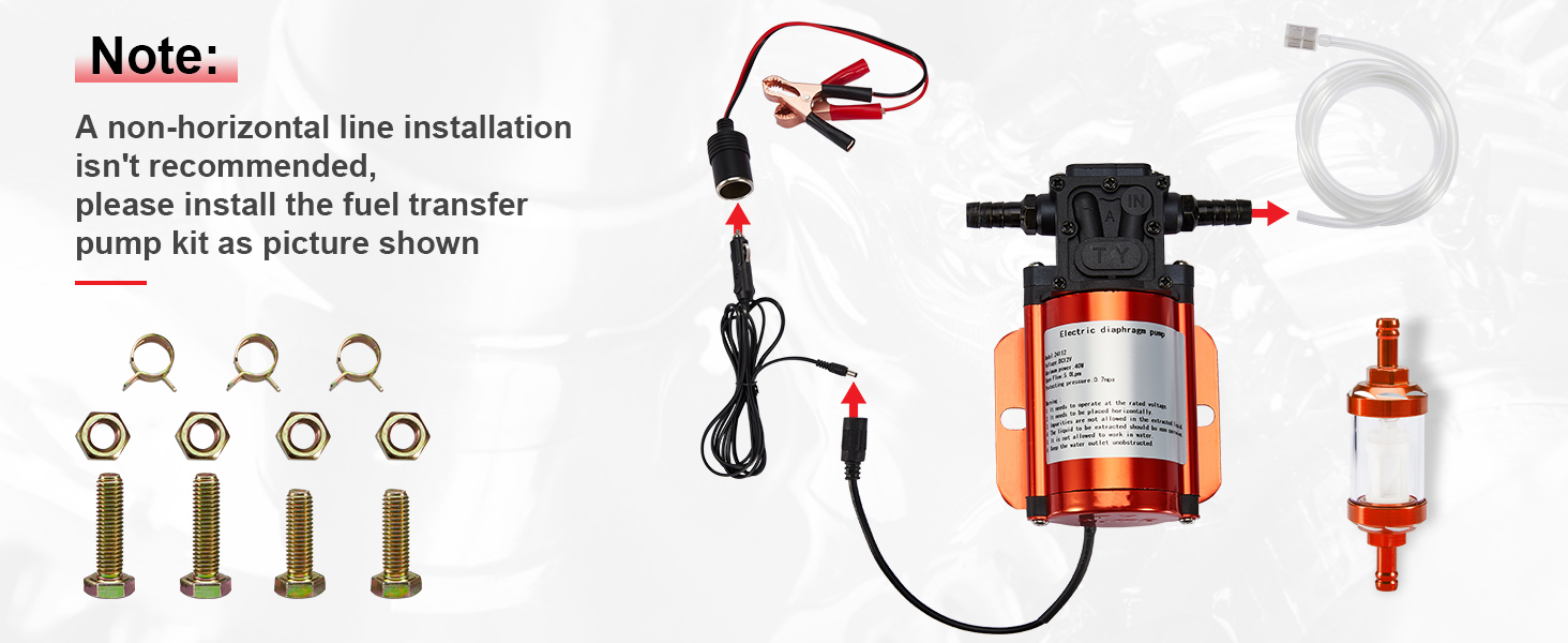 Amazon.com: CarBole 5 LPM Fuel Transfer Pump Kit, 12V Electric Gasoline Transfer Pump for Cars ...