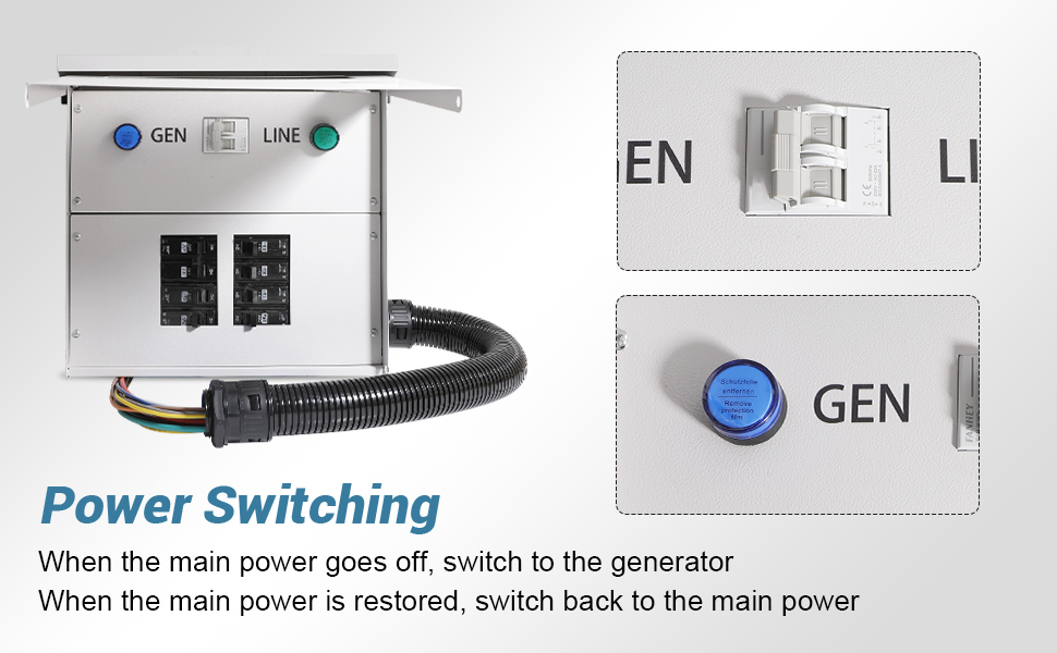 30Amp Transfer Switch Kit with Multiple 50A, 20A, 30A, 15A Circuit Breakers, Dual Power Manual ...