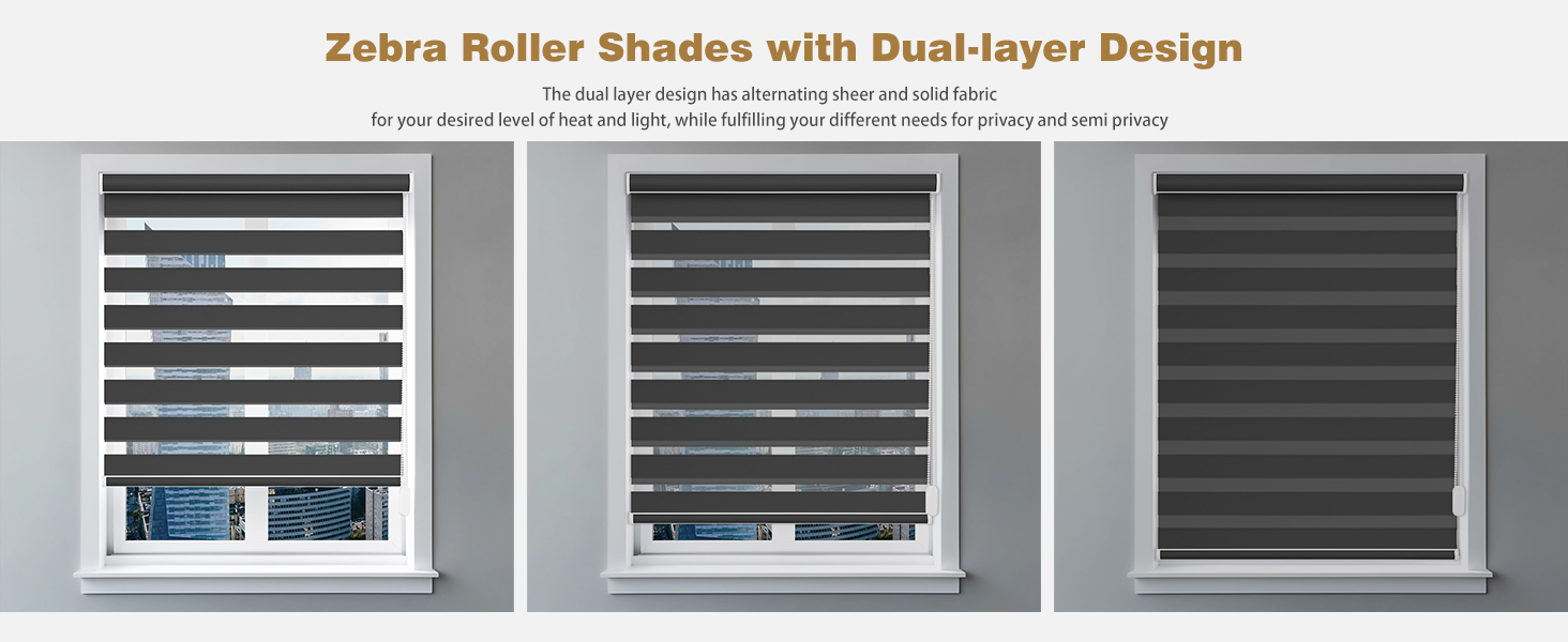 Amazon.com: Changshade Zebra Blinds for Indoor Windows with Cord Custom Size, Blackout Zebra ...