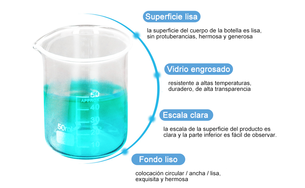 10 Uds. Vasos de Precipitados de Vidrio Científicos Juego De Vasos De Vidrio con Cilindro ...