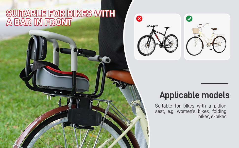 Amazon.com : YouTeMei Kids Seat Bike Back Seat Child Bike Seat with Armrests, Seat Belts and ...