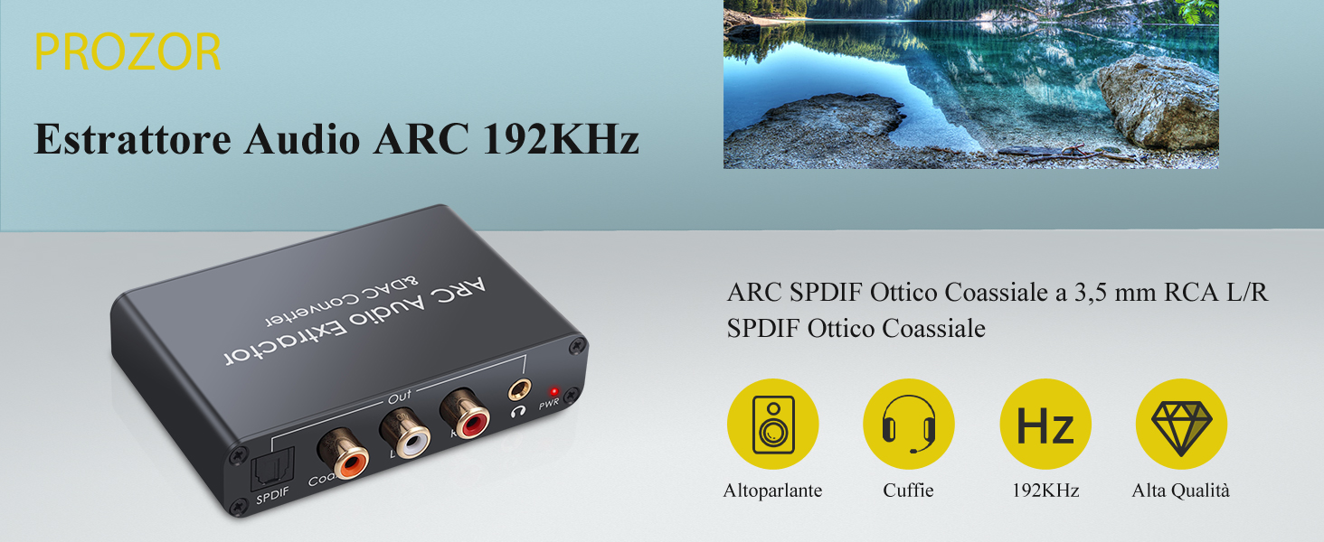 PROZOR Convertitore Audio Digitale-Analogico HDMI Arco DAC Stereo Digitale HDMI Ottico Spdif ...