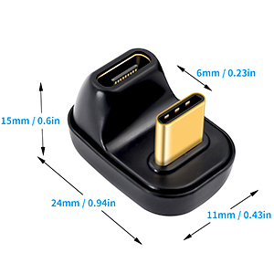 Amazon.co.jp: Duttek 40Gbps USB C U字型アダプター 100W 2個パック 180度角度付き USB Type C オスメス 延長コネクター USB Type ...