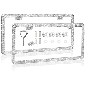 Amazon.com: Rfocre Bling License Plate Frames for Women Sparkly Rhinestone License Plate Frame ...