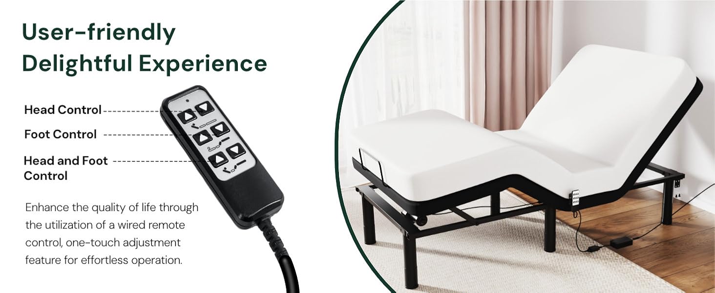 Amazon.com: SunsGrove Twin XL Adjustable Bed Frame, Wired Remote Control, Independent Head and ...