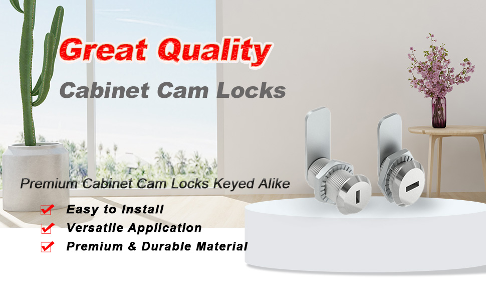evan 5 Pack Cam Locks Keyed Alike, File Cabinet Lock with Keys, 5/8" Cabinet Cam Lock for Secure ...