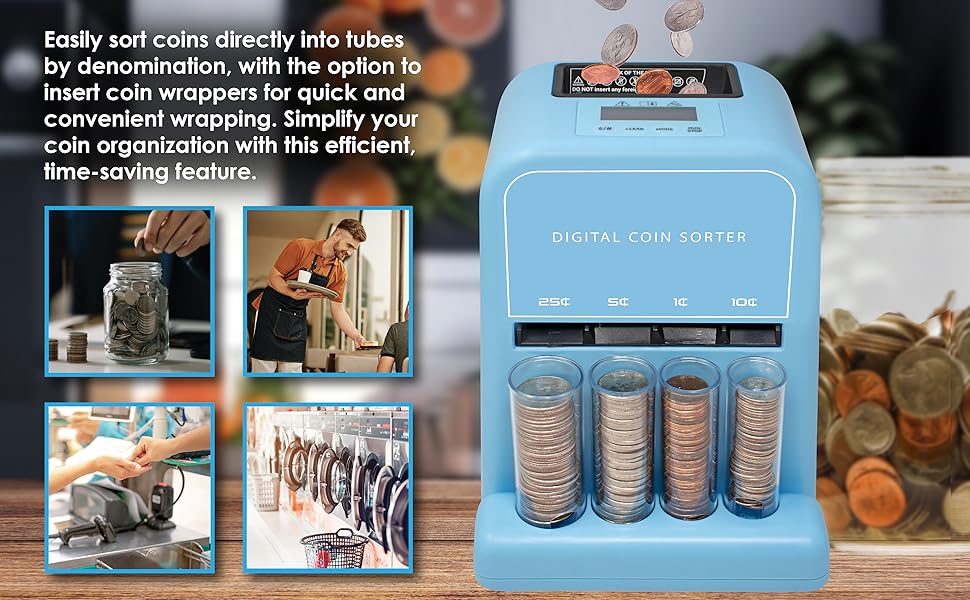 Amazon.com : Automatic Coin Counter & Coin Sorter, Blue : Office Products