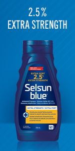 Selsun Blue Anti-Dandruff Shampoo, 250mL, Dandruff Treatment with 2.5% Extra Strength Selenium ...
