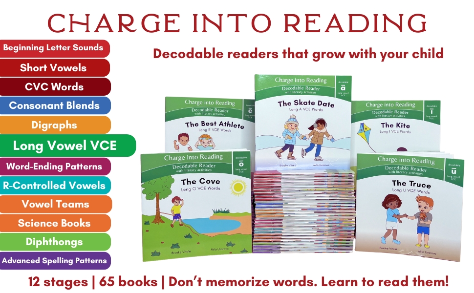 Charge into Reading Decodable Books (Stage 4): 5 Long Vowel VCE ...