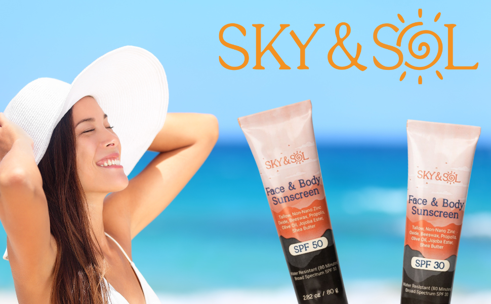 Amazon.com : Sky and Sol Natural Mineral Sunscreen SPF 30 2.82 oz: Natural Tallow & Zinc Oxide ...