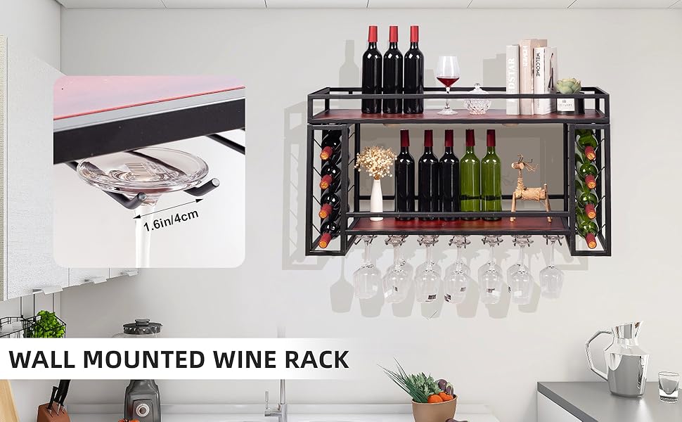 Amazon.com: Ceiling Wine Glass Rack - Wine Rack Wall Mounted with Glass Holder, 2 Layer ...