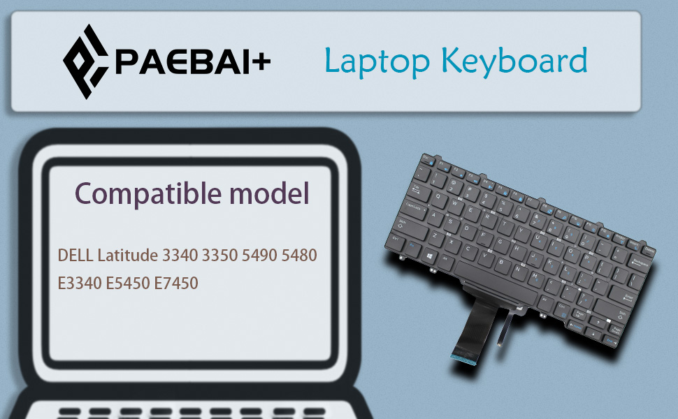 Amazon.com: PAEBAI+ Replacement Laptop Keyboard Backlight for DELL Latitude 3340 3350 5490 5480 ...