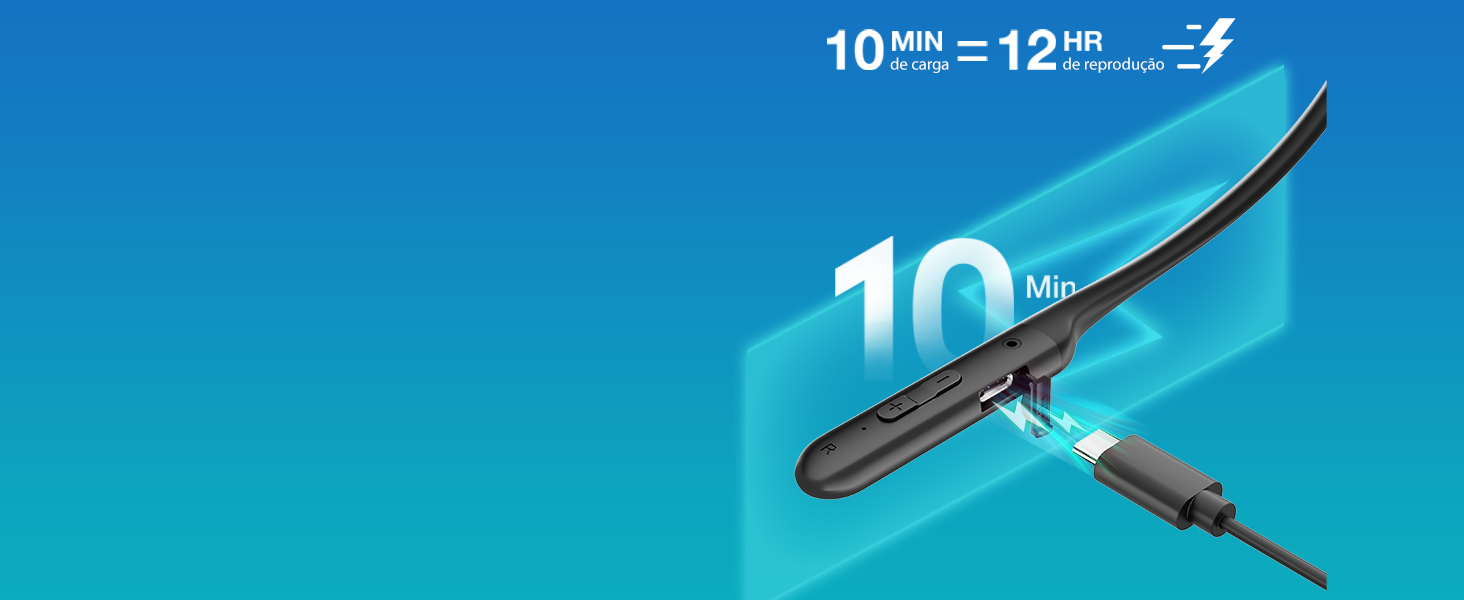 Fone de Ouvido Bluetooth QCY C1, Fone Bluetooth 5.2 Sem Fio Neckband com Microfones IPX5 ...