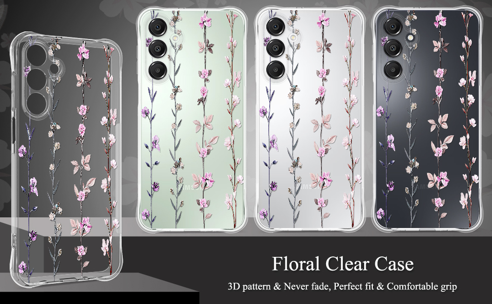 Amazon.com: GREATRULY Floral Clear Case for Samsung Galaxy A16 (5G) for Women Girls,Pretty Phone ...